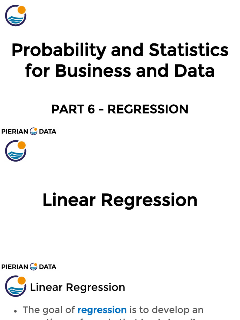 Probability and Statistics Part 6 Regression | PDF | Errors And Residuals | Linear Regression