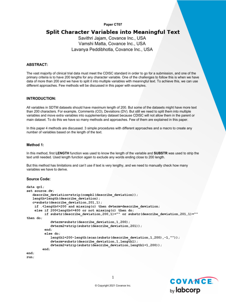 Spliting Character in Meaningful Text | PDF | Software Engineering | Computing