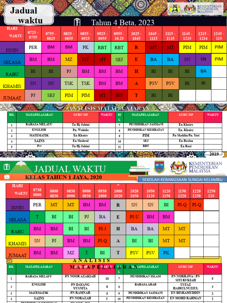 Jadual Waktu Dan Jadual Bertugas | PDF