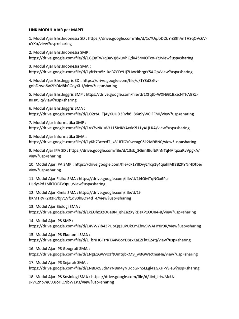 Link Modul Ajar Per Mapel | PDF