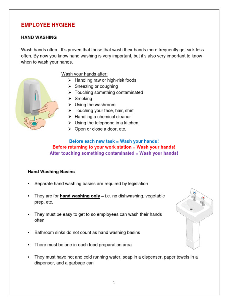 Mod 12 FHC ON - Employee Hygiene | PDF | Hand Washing | Medical Specialties