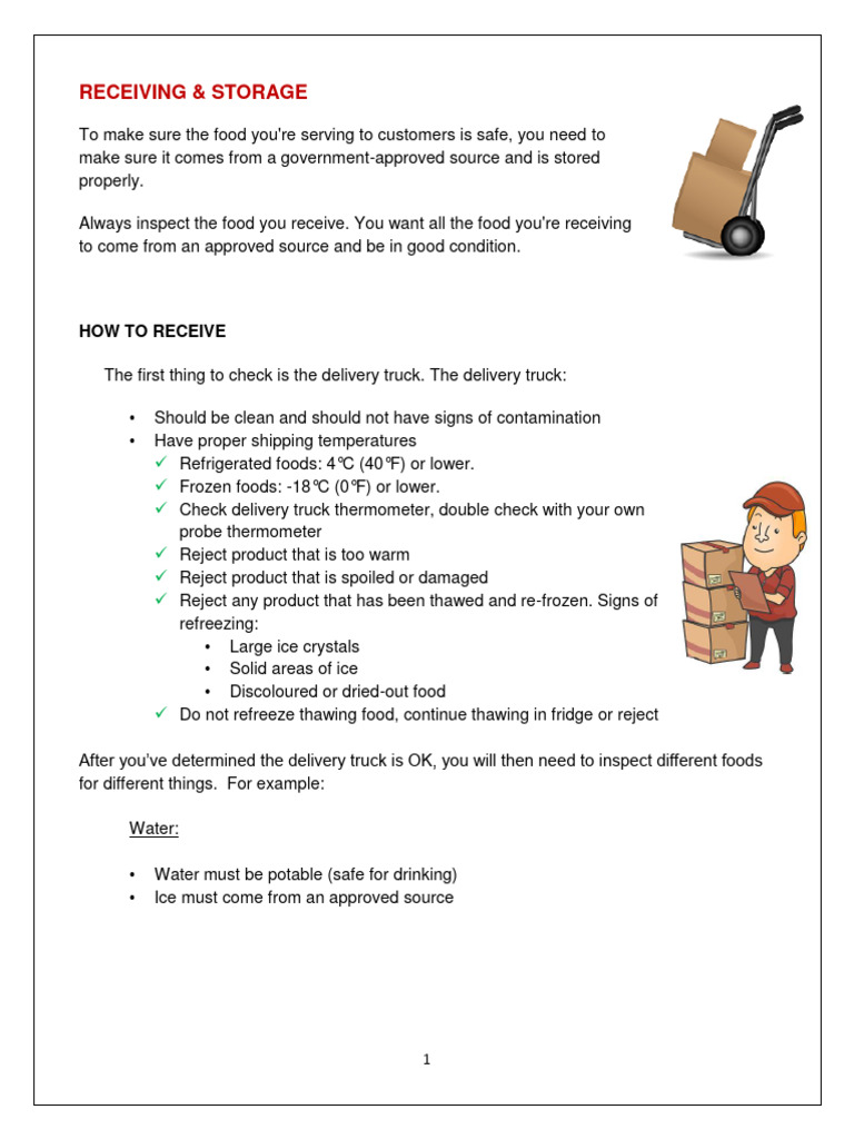 Food Safety: Receiving & Storage Guide | PDF | Food Storage | Canning
