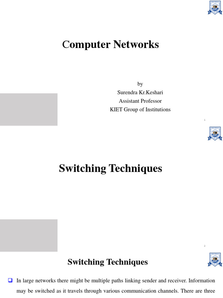 4 Switching Techniques | PDF | Packet Switching | Computer Network