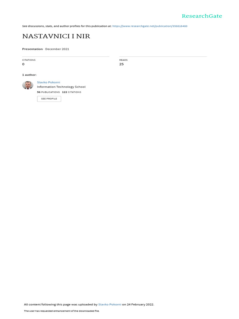 CNIRRadionica Nastavnik NIR | PDF