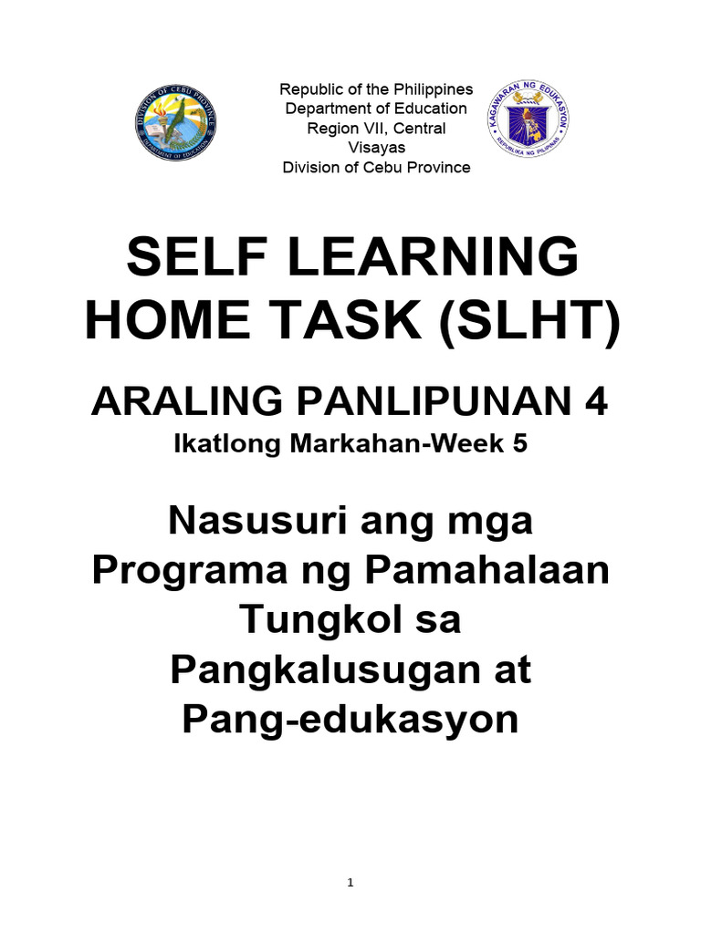 SLHT Ap4 Q3 WK 5 | PDF