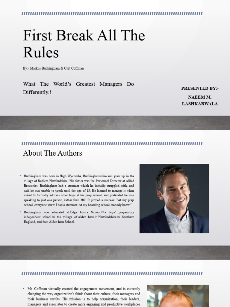 Insights from "First Break All the Rules" | PDF | Social Psychology ...