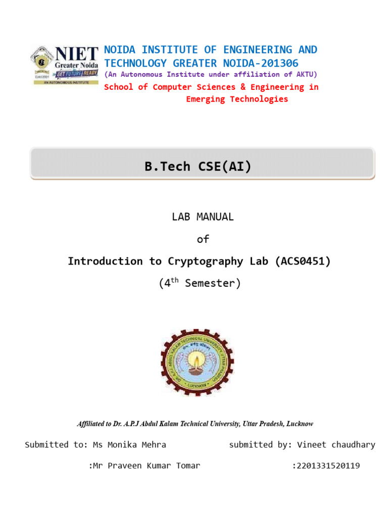LAB_MANUAL_cryptography vineet | PDF | Encryption | Cipher