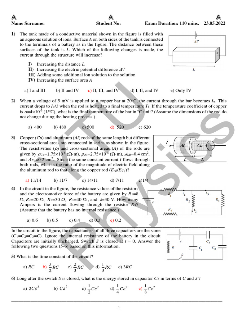 2021-2022 Bahar Fiz1002 Ara Sınav 2 en Aaa | PDF | Capacitor | Magnetic Field