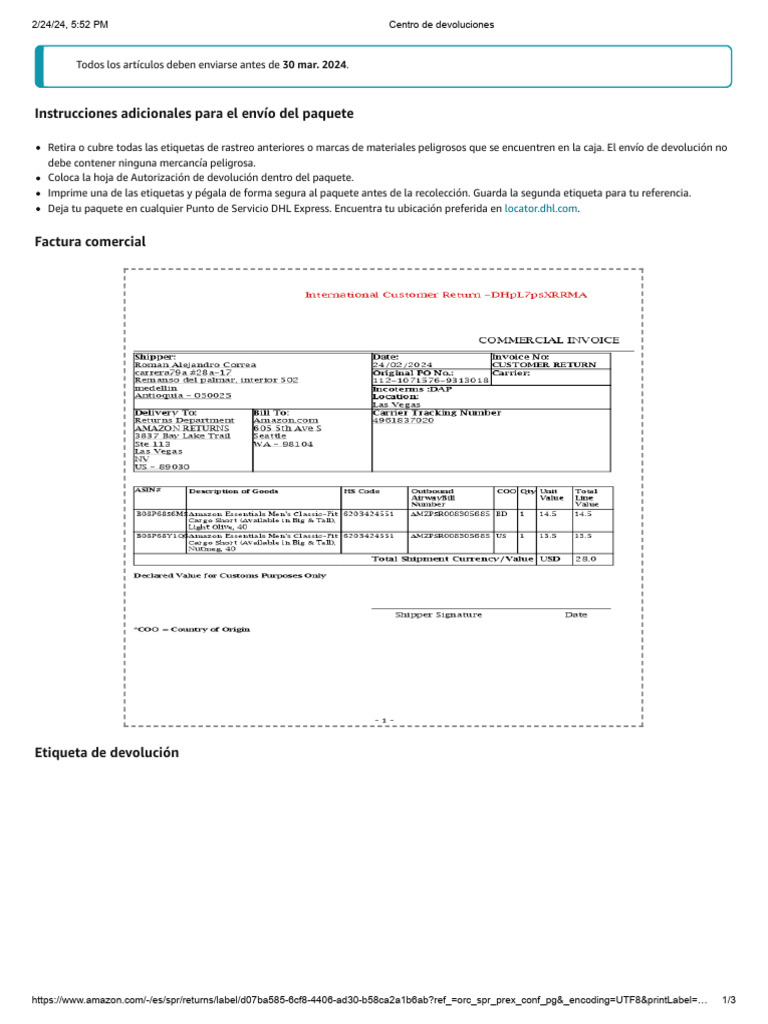 Centro de Devoluciones | PDF