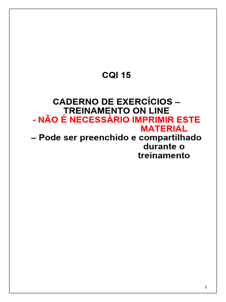CAderno de Exercícios CQI 15 | PDF | Vermelho | Qualidade (negócios)