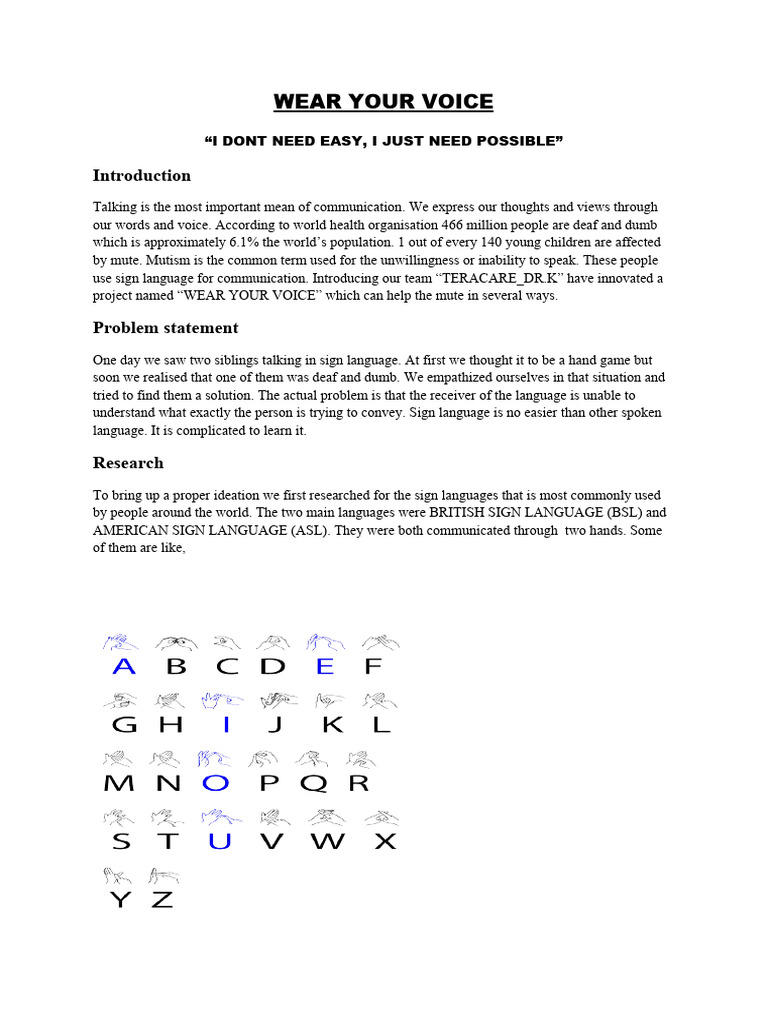 Wear Your Voice - Project | PDF | American Sign Language | Human ...