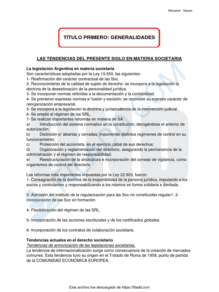 Resumen - Nissen | PDF | Sociedad de responsabilidad limitada | Bienes (Ley)