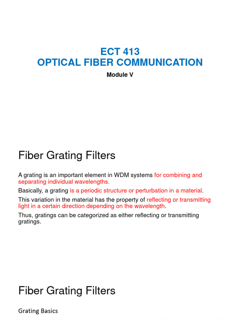 Ect 413 Ofc M5D5-FBG, Tunable Filters | PDF | Optical Fiber | Optical ...