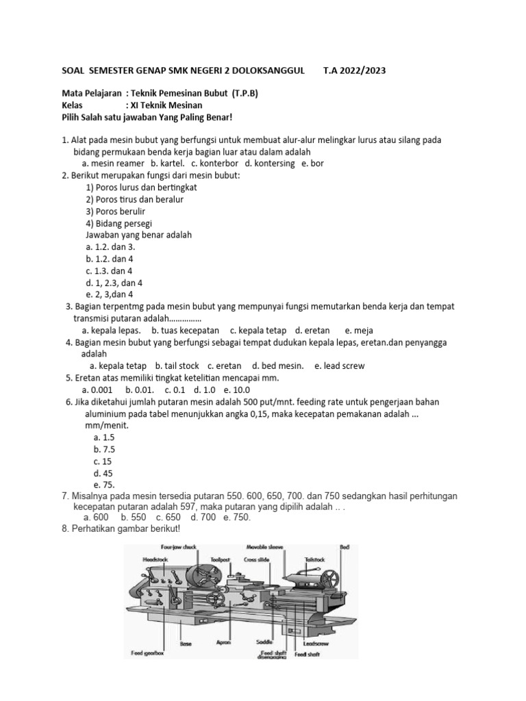 Soal Genap TPB Xit - Mesin 2023 | PDF