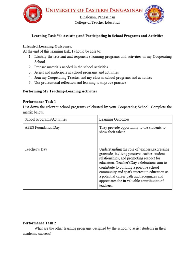 School Program Participation Guide | PDF | Learning | Creativity