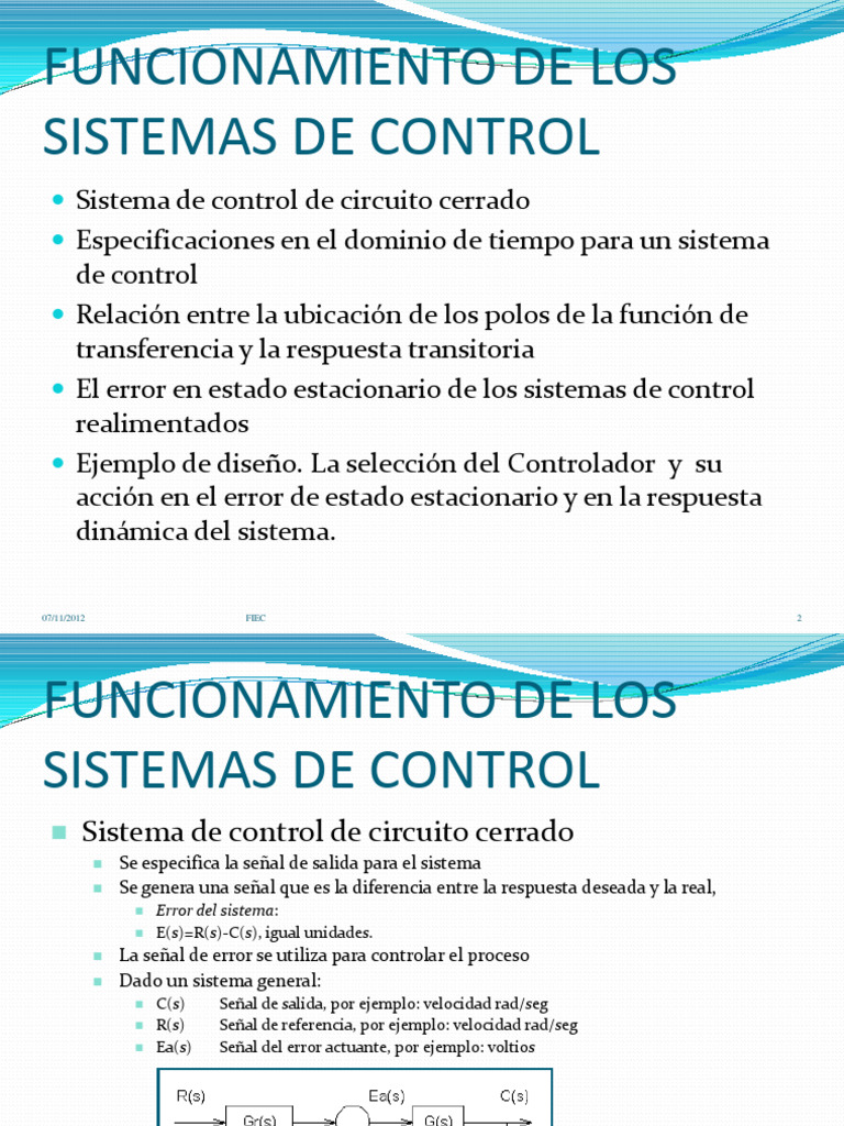 ControlAutomaticoC4 | PDF | Teoría de control | Sistema de control