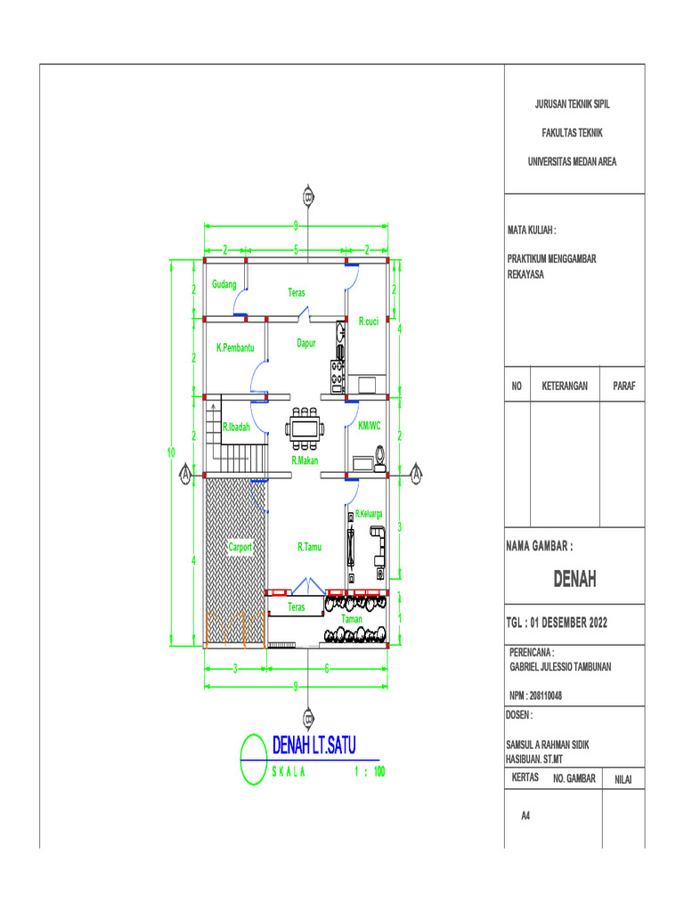 Tugas Prak - Menggambar Denah LT.1 | PDF Tugas Prak - Menggambar Denah LT.1 | PDF