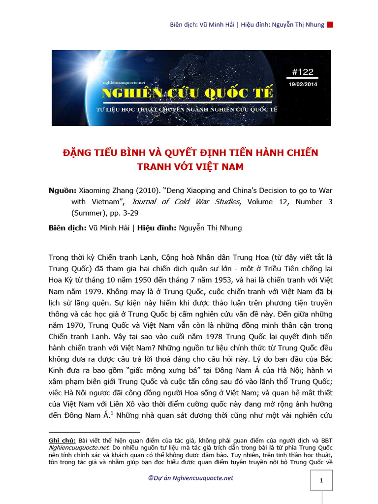 122 Dang Tieu Binh Quyet Dinh Chien Tranh Voi Viet Nam | PDF