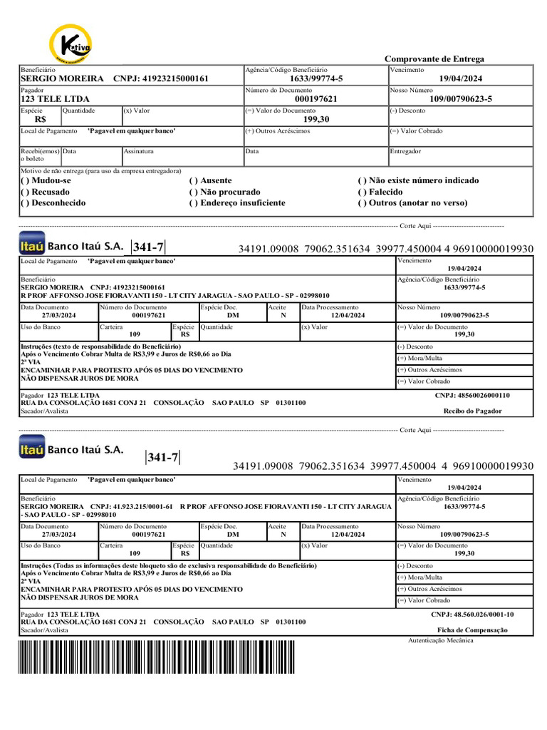Boleto 19-04-2024 (19762) | PDF | Brasil | Dinheiro