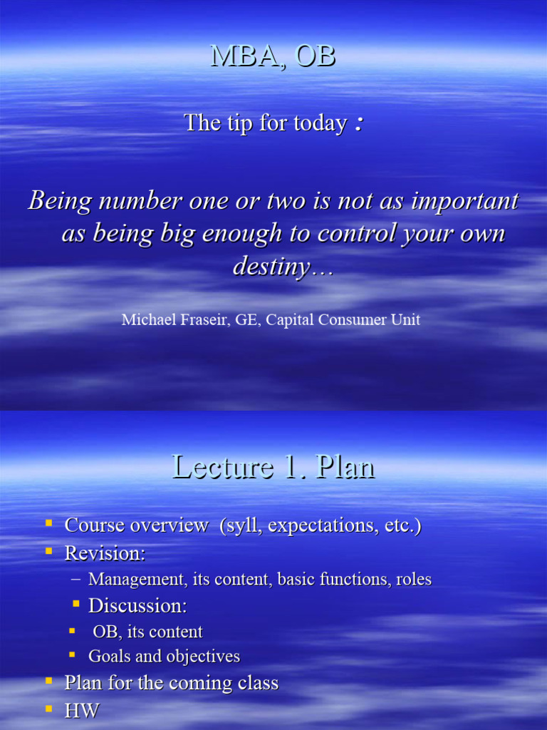 1 Intro To Organizational Behavior | PDF | Organizational Behavior | Motivational