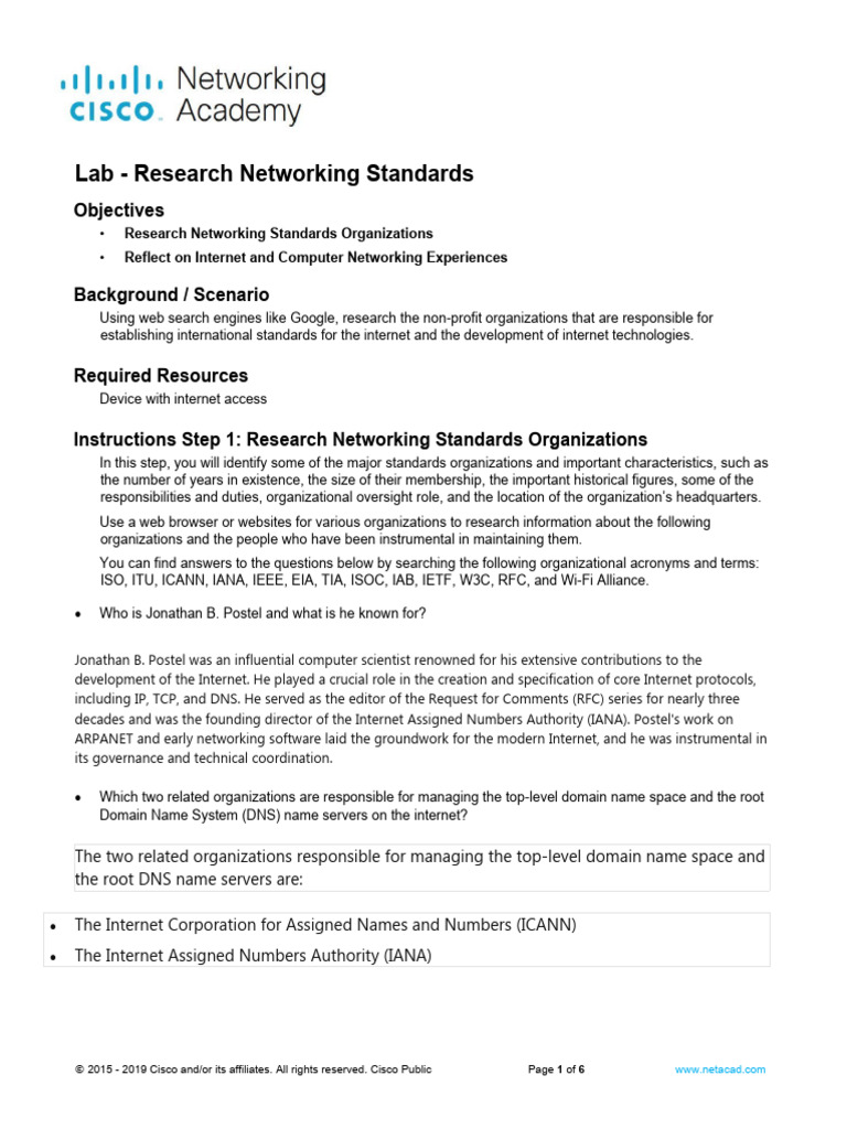 Researching Internet Standards Organizations | PDF | Internet Protocol ...