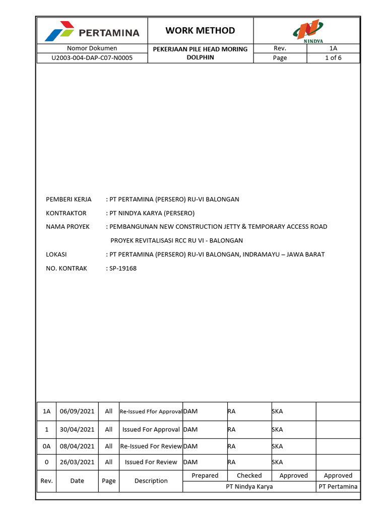 U2003-004-DAP-C07-N0005 Metode Pile Head Mooring Dolphin Rev1A | PDF