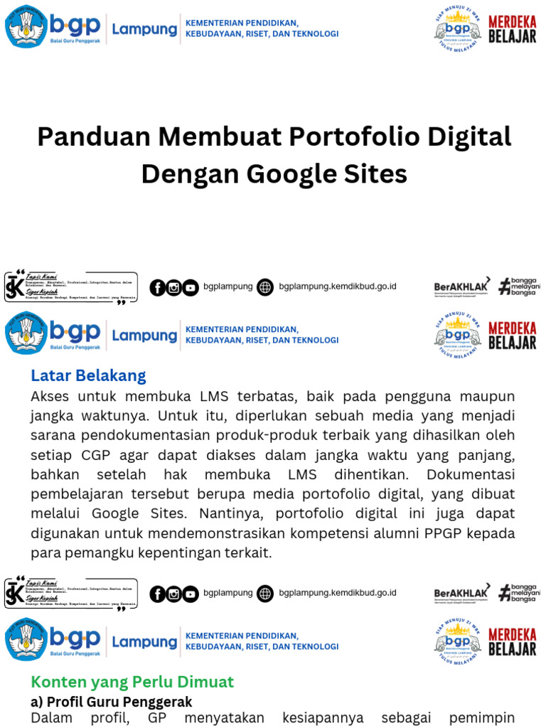 Panduan Portofolio Digital Google Sites | PDF