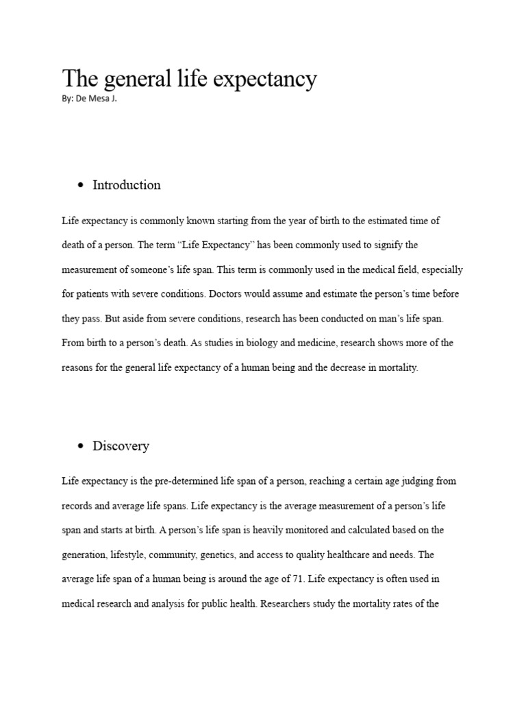 The General Life Expectancy | PDF | Life Expectancy | Statistics