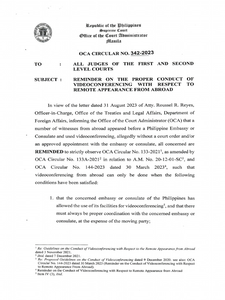 OCA Circular No. 342 2023 | PDF