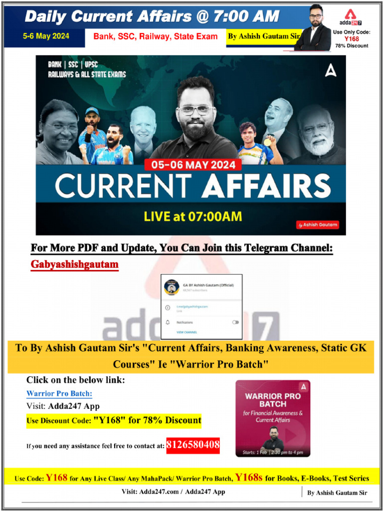 5th-6th May 2024 Current Affair by Ashish Gautam New | PDF