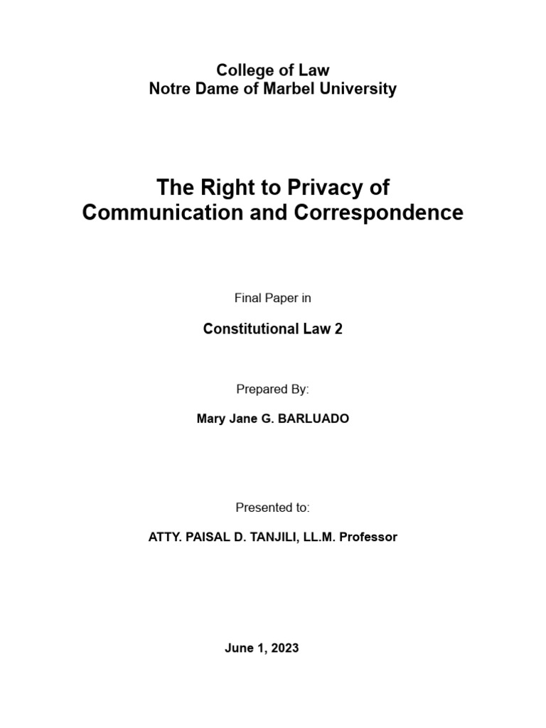 03 - Privacy of Communication & Correspondence | PDF | Privacy | Right ...