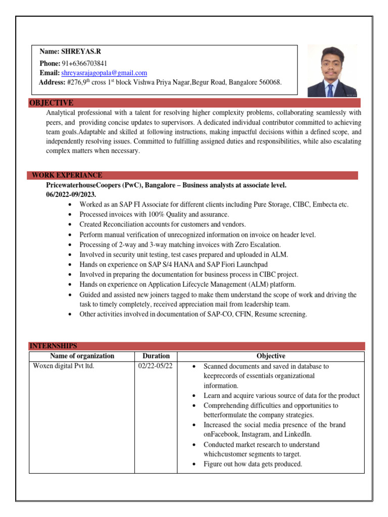 Shreyas Rajagopala CV-1-3 | PDF | Data | Business