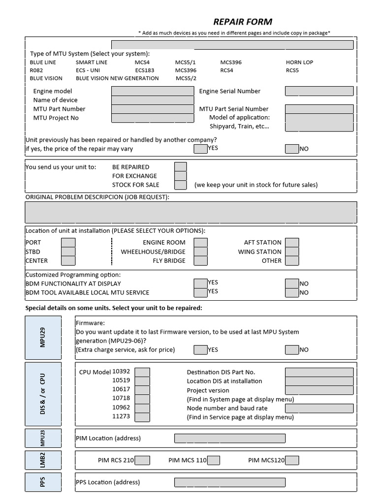 Repair Form | PDF | Microcontroller | Software