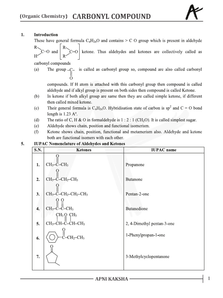 Sheet - 01 Carbonyl Compound Theory | PDF