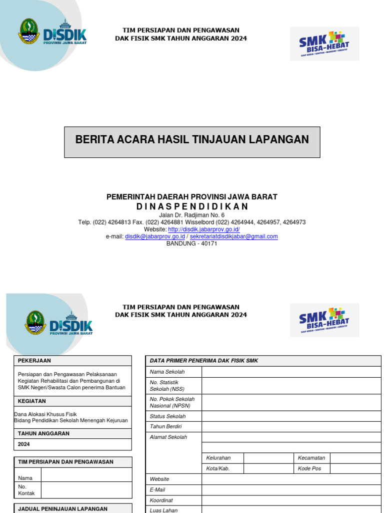 BA Tinjauan Lapangan SID DAK 2024 | PDF