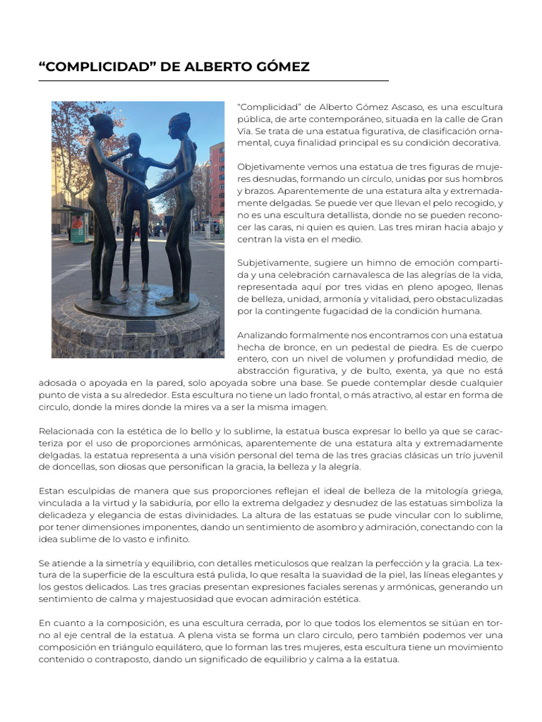 Comentario Estetico Complicidad Lara Sierra | PDF | Escultura | Belleza