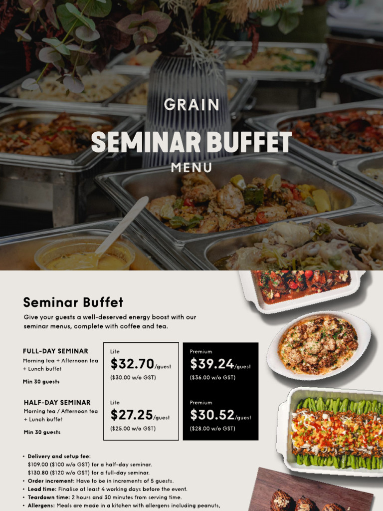 Grain Seminar Buffet Menu Updated - Mar 18 | PDF | Tofu | Sauce