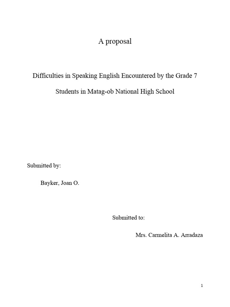 A Research Proposal Final | PDF | Fluency | Second Language Acquisition