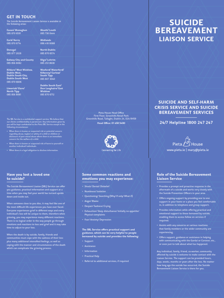 Pieta House - Feb12 - SBLO A4 To DL Leaflet - PROOF5 | PDF | Grief ...