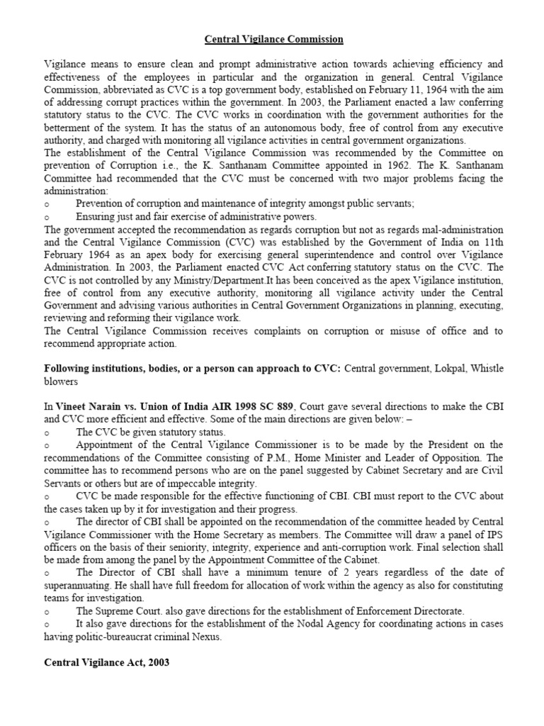 Central Vigilance Commission | PDF | Political Corruption | Justice