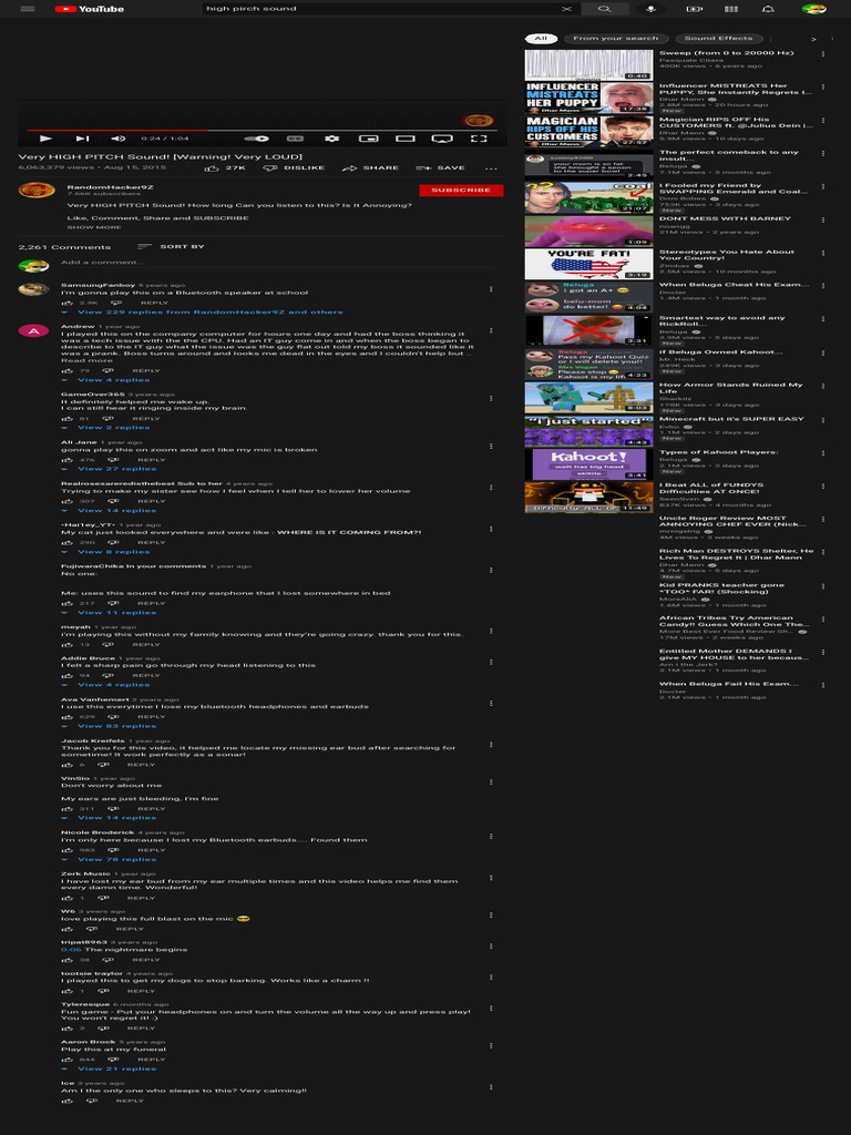 Very HIGH PITCH Sound! (Warning! Very LOUD) - YouTube | PDF
