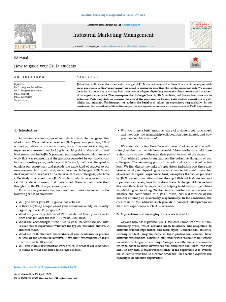 How to guide your PH.D. students | PDF | Doctor Of Philosophy | Thesis