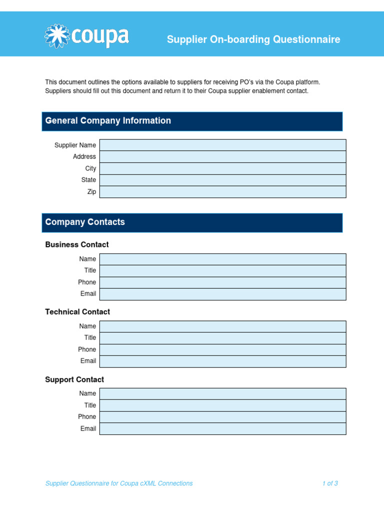 Coupa Supplier Questionnaire | PDF | Information Technology | Cyberspace
