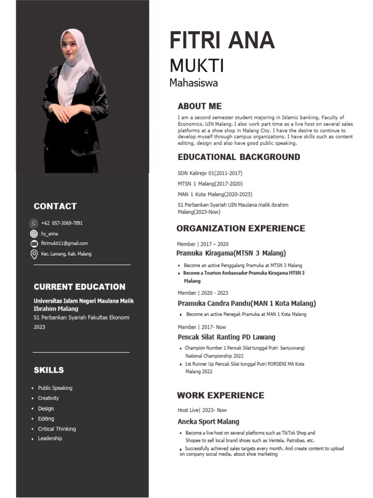 Curriculum Vitae Fitri Ana Mukti | PDF