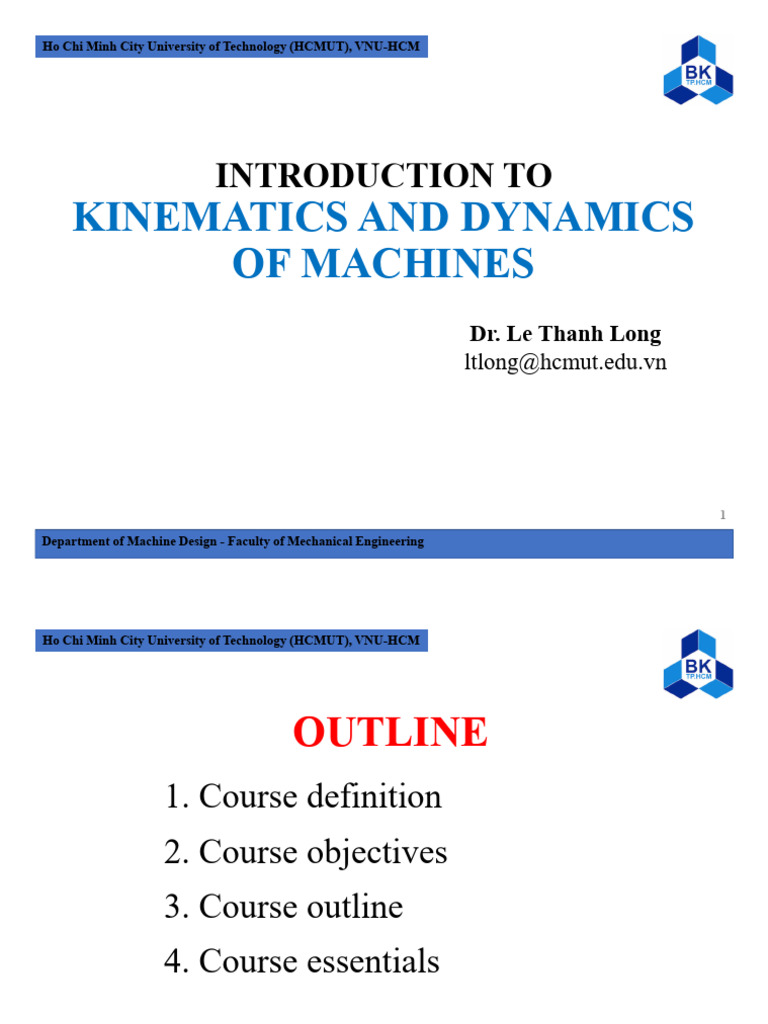 Introduction To Kinematics and Dynamics of Machines (ME1015) | PDF ...