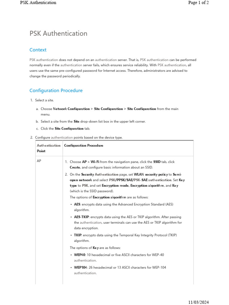 Technical Brochure 125 - PSK Authentication | PDF | Encryption ...