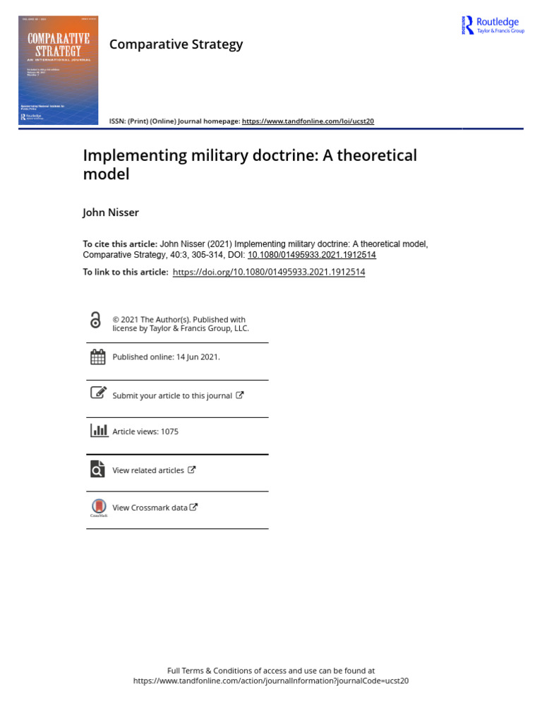 Aula 5 (CBas PG 305-314) NISSER, John. Implementing Military Doctrine A ... Aula 5 (CBas PG 305-314) NISSER, John. Implementing Military Doctrine A ...