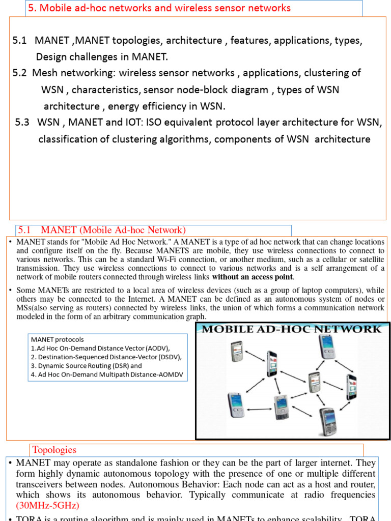 MANET and WSN: Features, Applications, Challenges | PDF | Wireless Ad ...