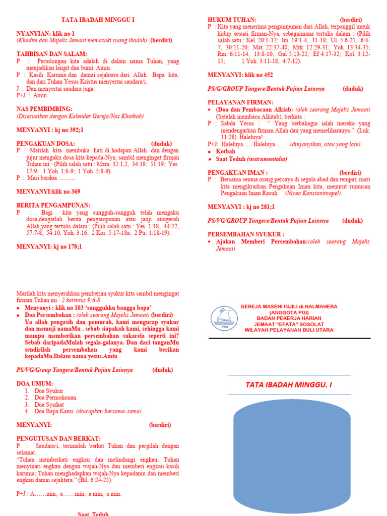 Tata Ibadah Minggu I dan II | PDF