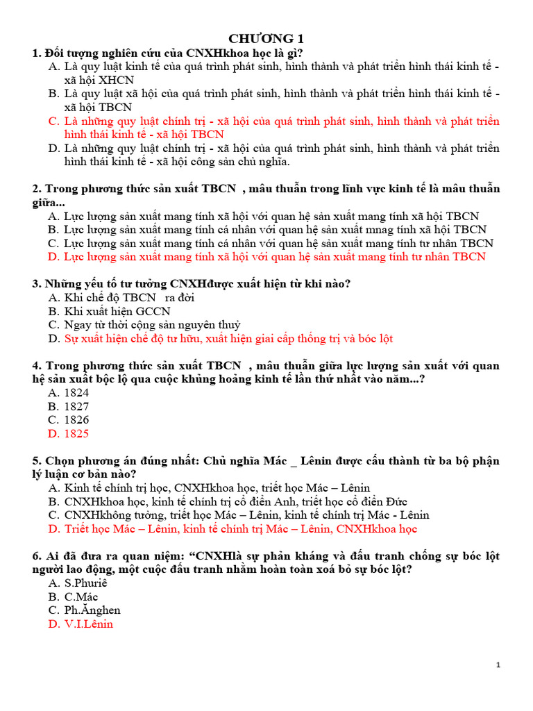 Trac Nghiem CNXHKH | PDF